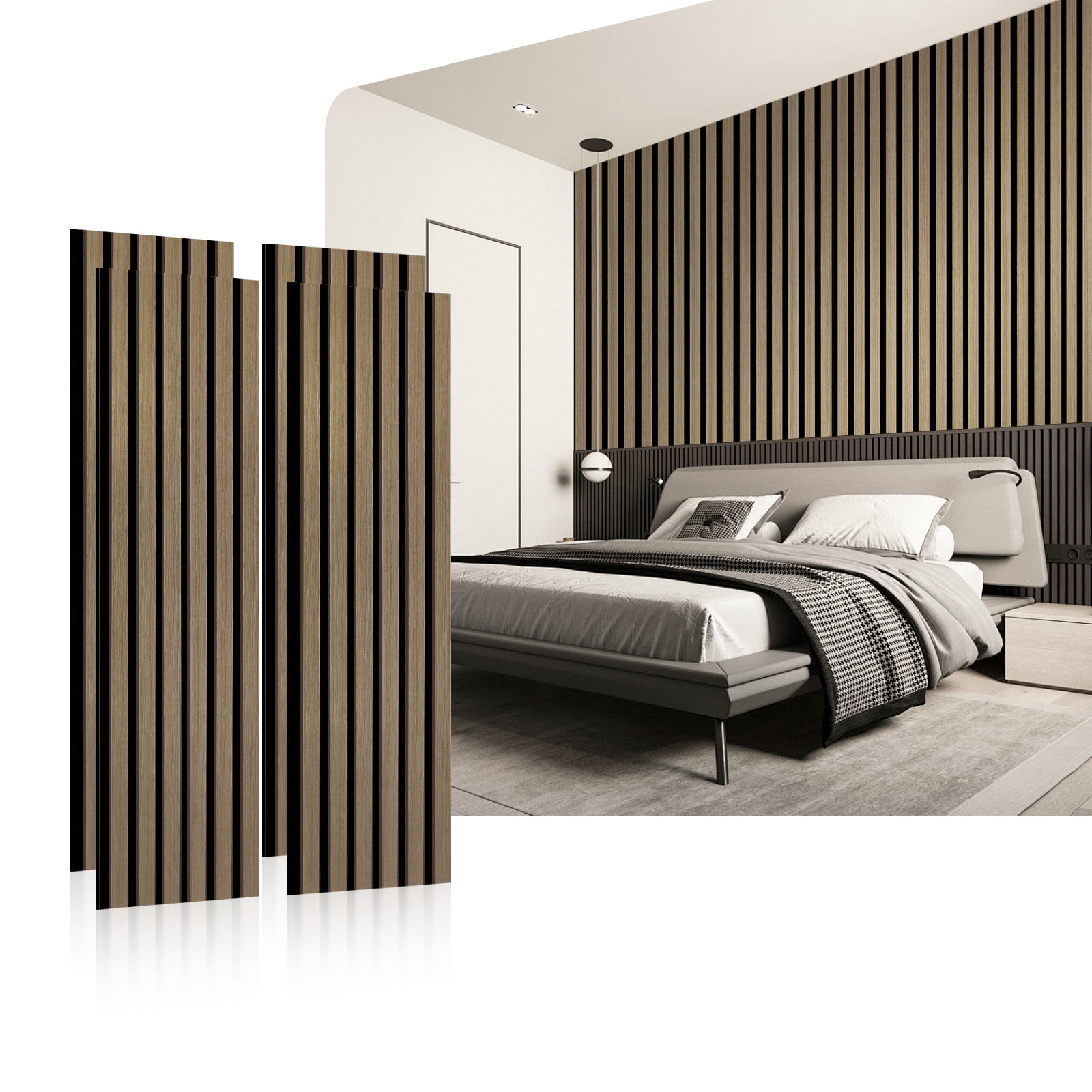 SHENCAIOU 4 Packs of Soundproof Panels, Wooden Grooves, Wooden Strip ...