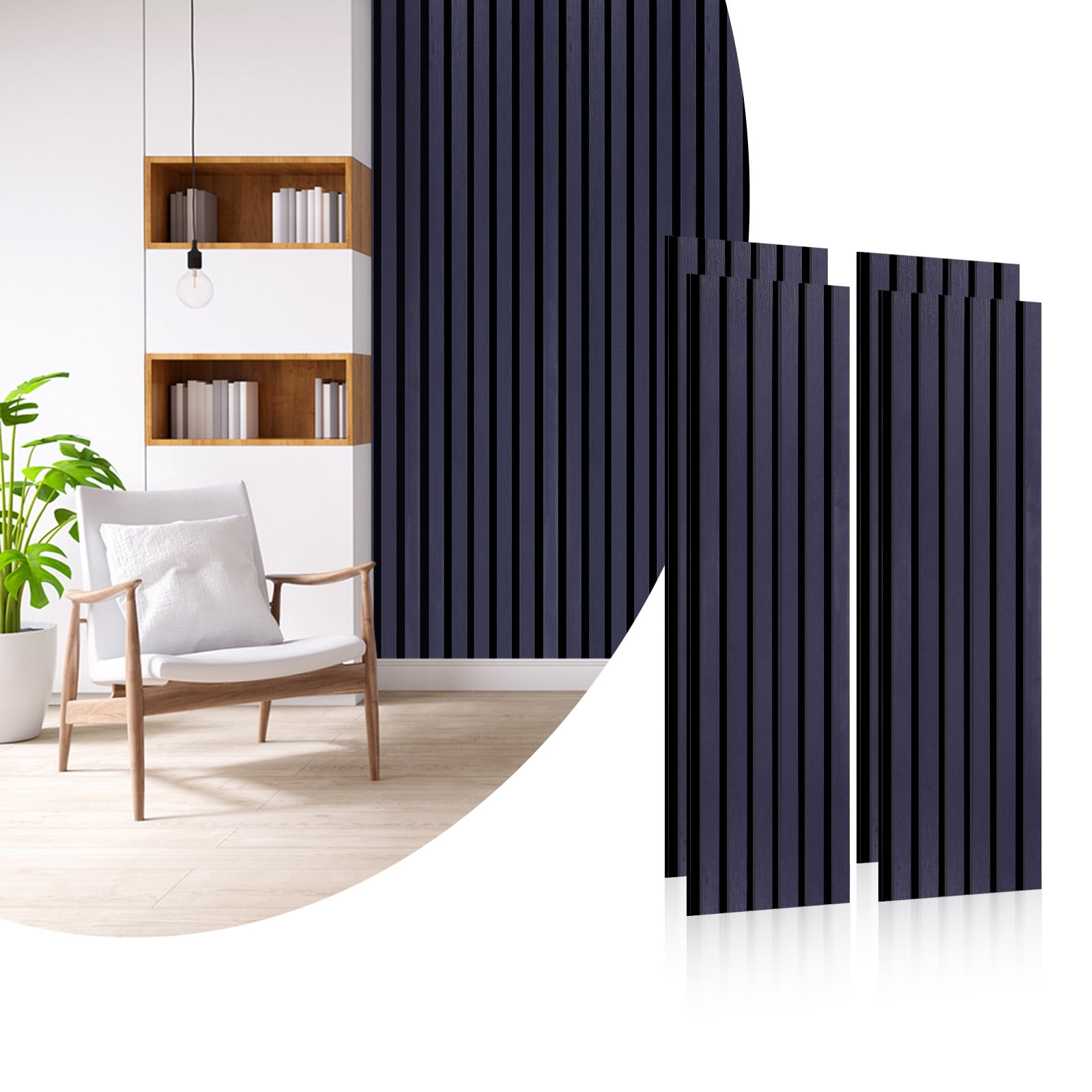 SHENCAIOU 4-Piece Acoustic Wood Panel, Notched Wood Strip Soundproof ...