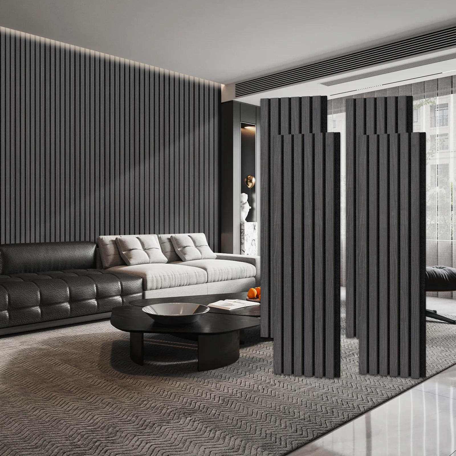 SHENCAIOU 4 Pieces of 47.24 "x 12.2" Acoustic Wall Panels, 3D Fluted ...