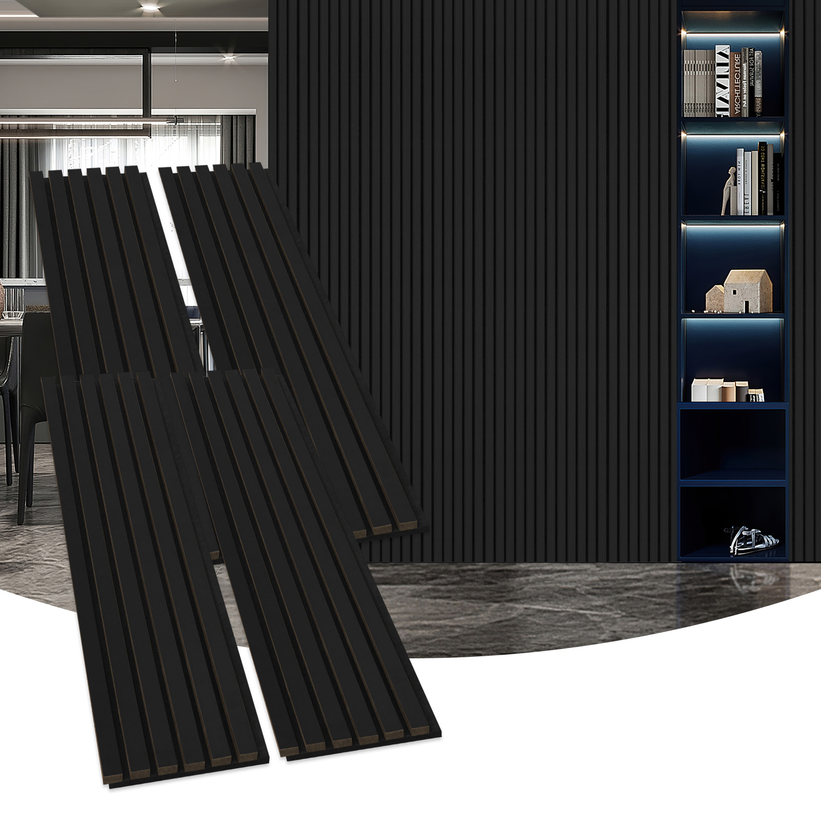 SHENCAIOU Acoustic Wood Wall Panels, Upholstery Siding, 3D Fluted Strip ...