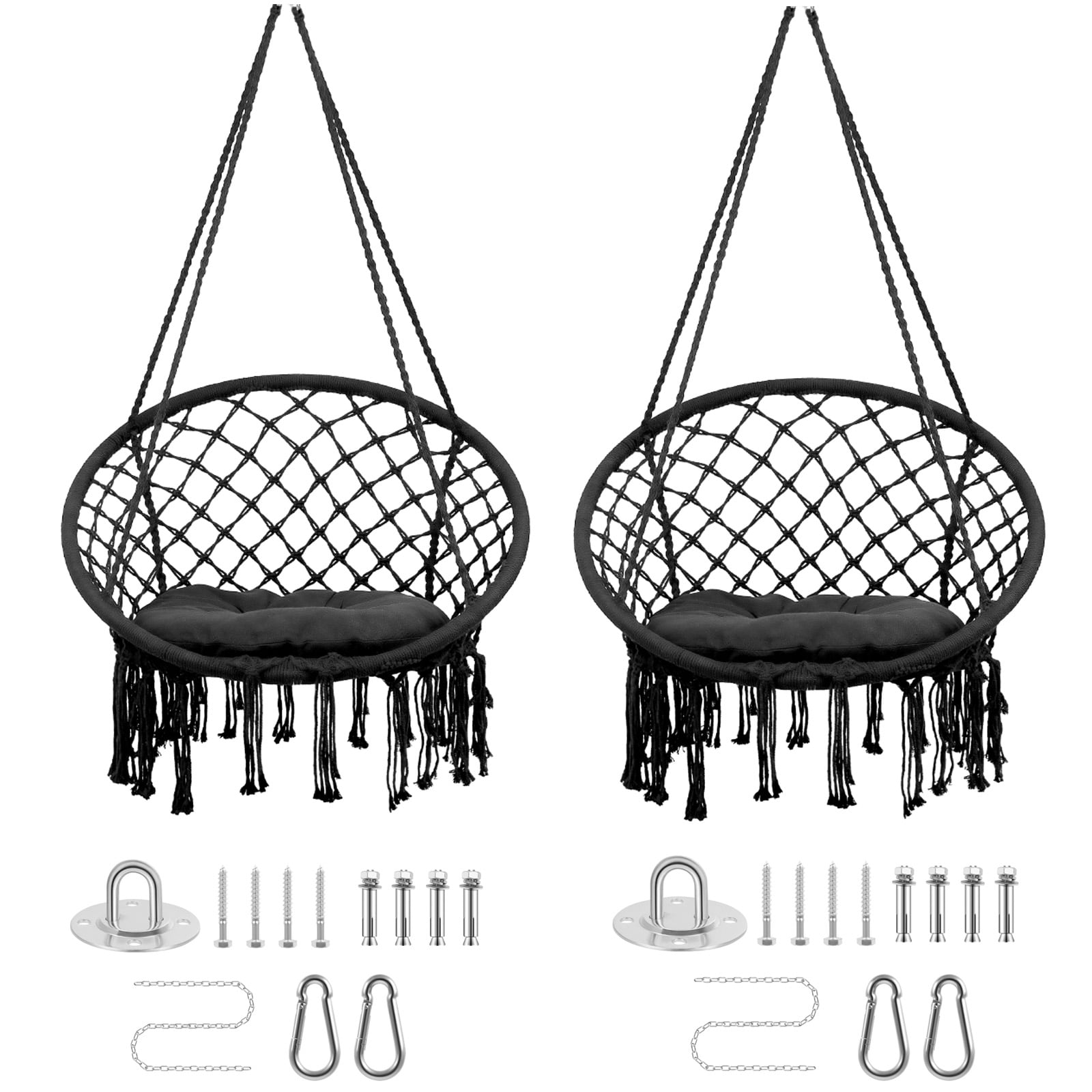 SHENCAIOU Hanging Rocking Chair, Outdoor Hand-Woven Cotton Rope Rocking ...