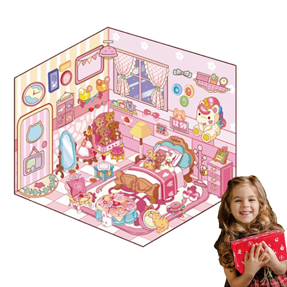 SHENERDA 3D Sticker Scene 3D Small House Stickers High Definition Cabin ...