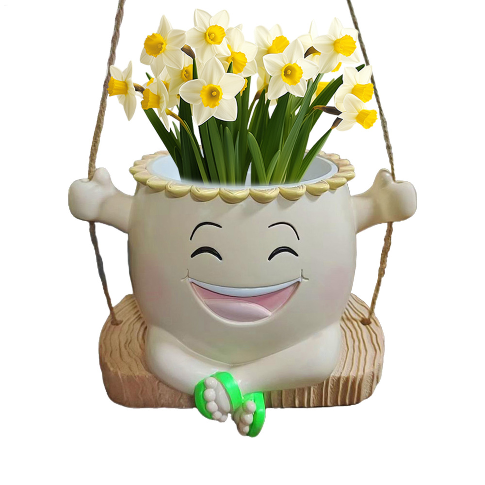 SHENERDA Face Pots for Plants Funny Cute Resin Swing Garden Decorations ...