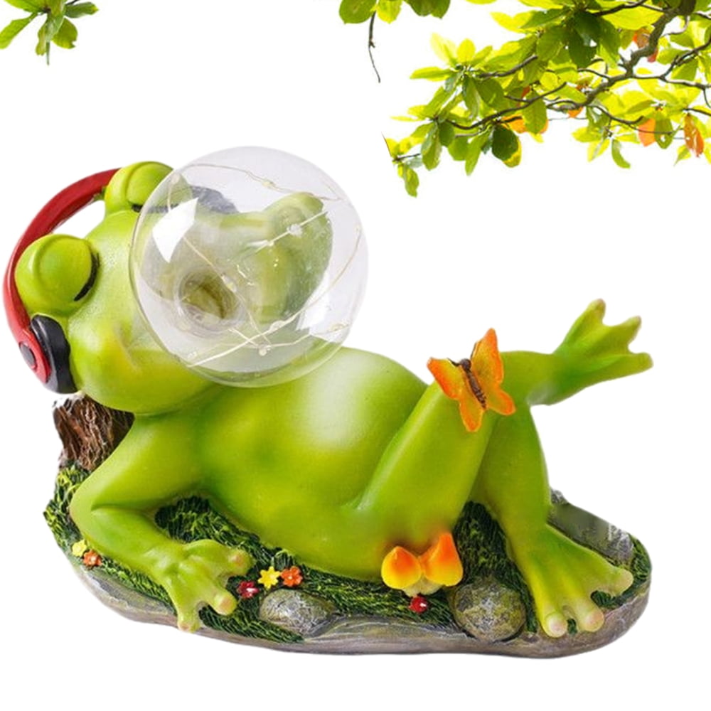 SHENERDA Garden Statue Resin Frog Animal Solar Light Garden Statue ...