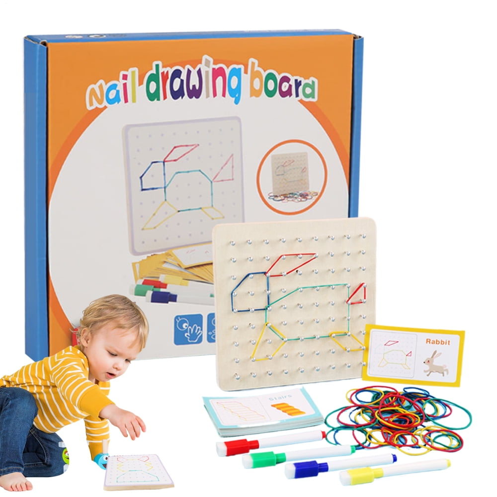 SHENERDA Geoboards With Rubber Bands Wooden Rubber Band Board Graphical ...