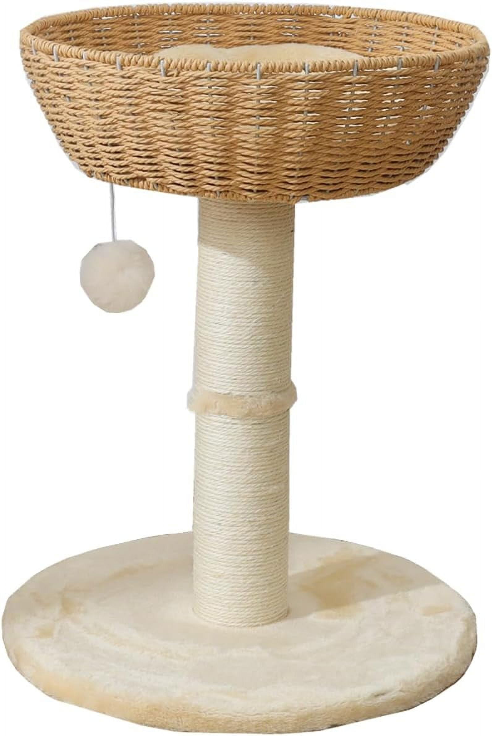 SHENGOCASE Cat Tree Tower with Rattan Wicker Basket, Handwoven Large ...