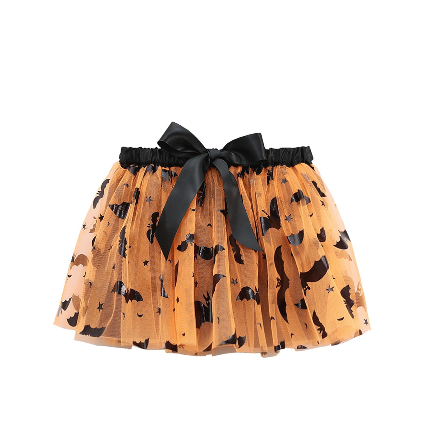 SHENGSI Halloween Spider Print Mesh Pumpkin Bat Tutu Skirt, Girls ...