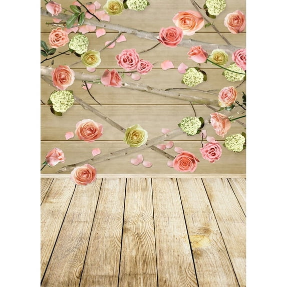 SHENGYONGBAO Vinyl Photography Backdrops Prop Flower Wall Wood Floor ...