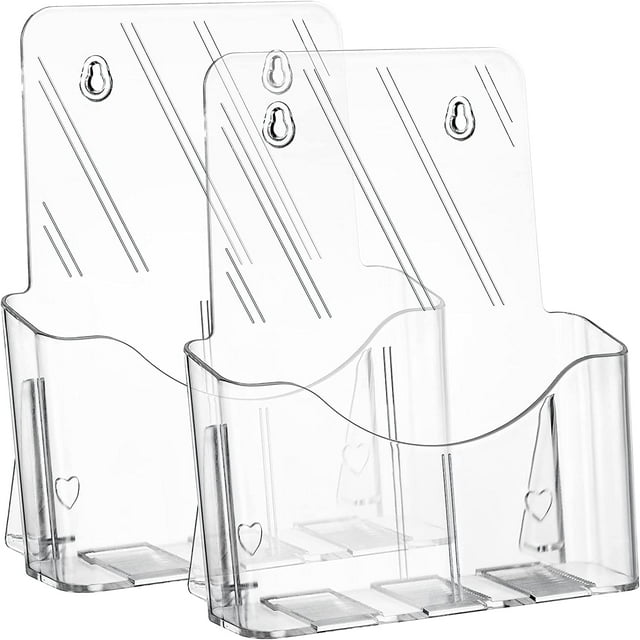 SHENHSA 2 Pack Acrylic Brochure Holder, 8.5 x 11 Inches Clear Booklet ...