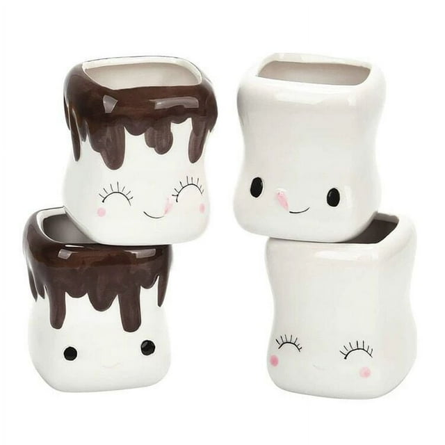 SHENHSA 4 Pack Ceramic Hot Chocolate Mugs, Cute Coffee Mug Set, Couple ...