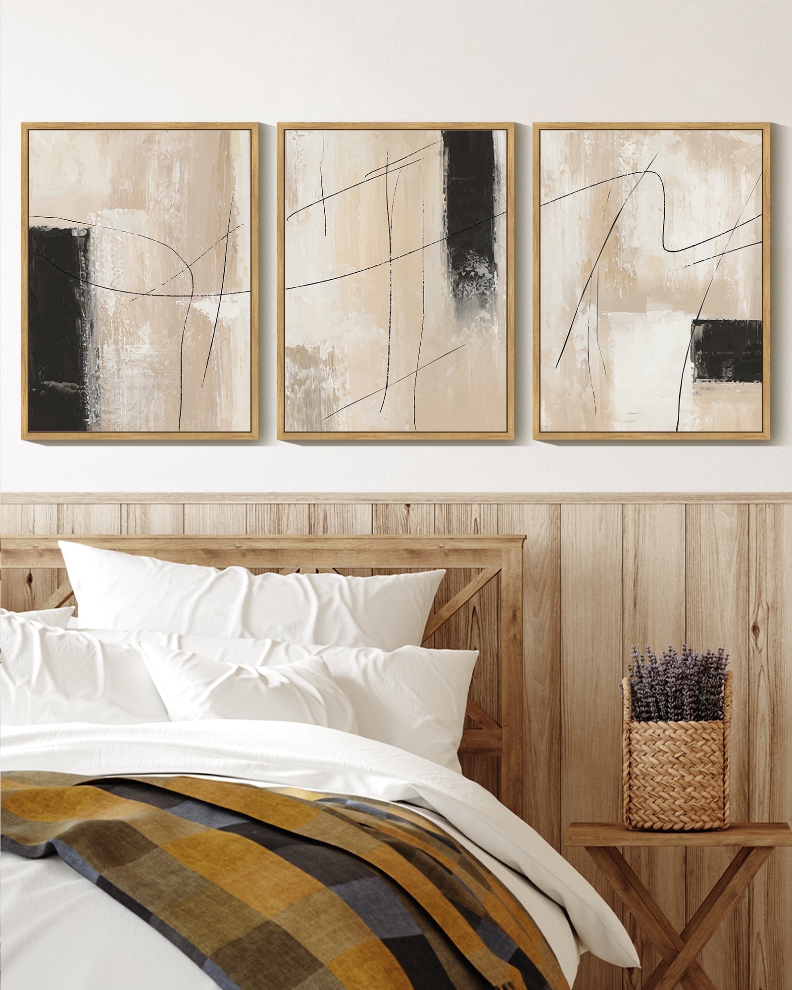SHENIFY Abstract Wall Art Black Lines Shapes Abstract Illustrations ...