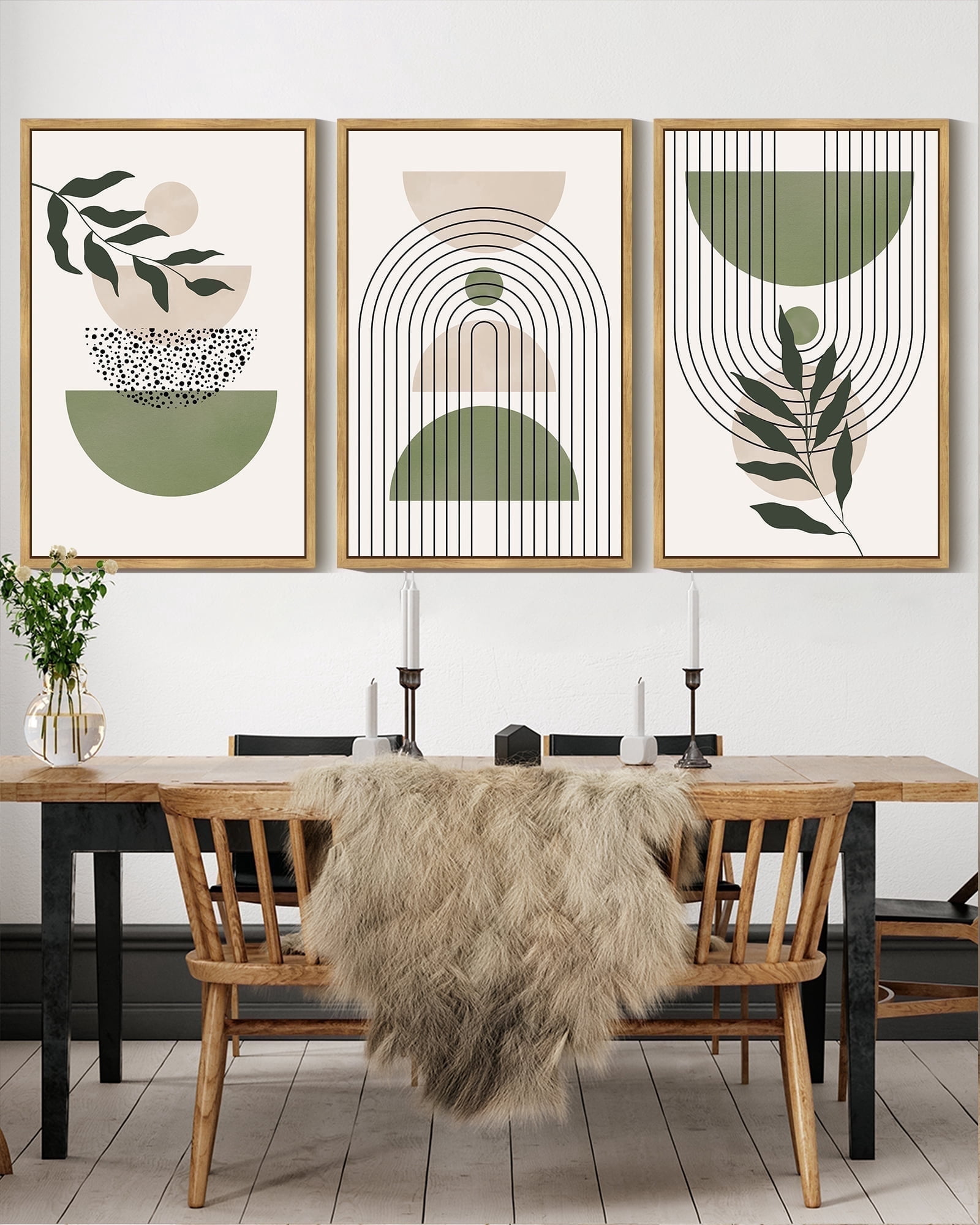 SHENIFY, Green Botanical Wall Art, 16x24in, 3pcs Framed - Walmart.com