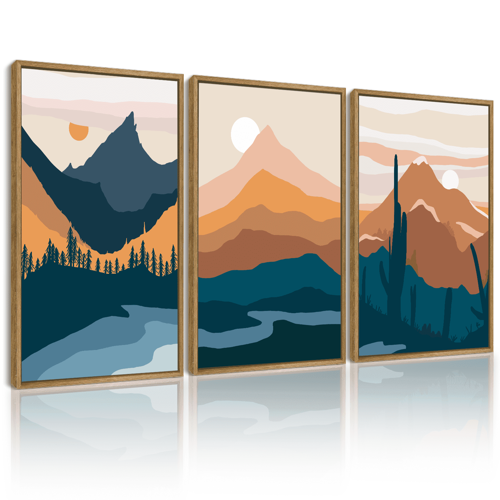 SHENIFY Set Watercolor Mountain Range Boho Landscape Wall Art ...