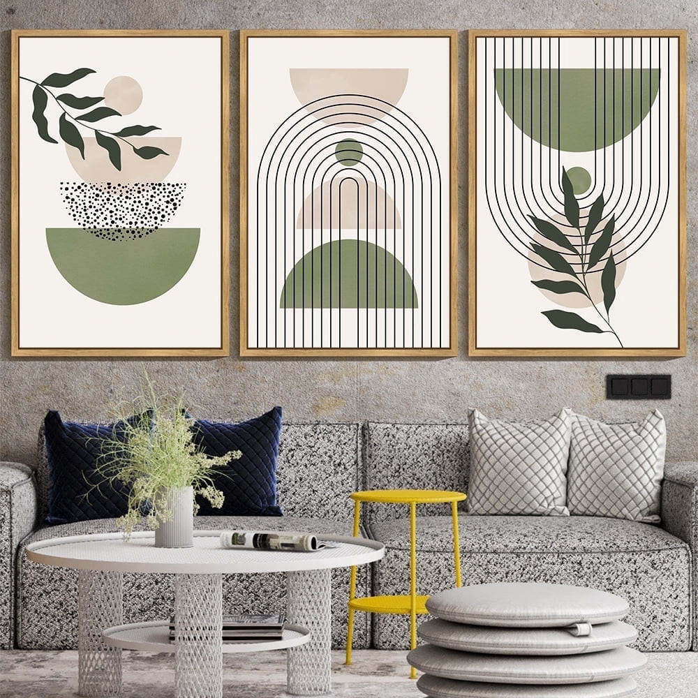 SHENIFY large 24x36in3pcs Natural Framed Green Botanical Boho Wall Art ...