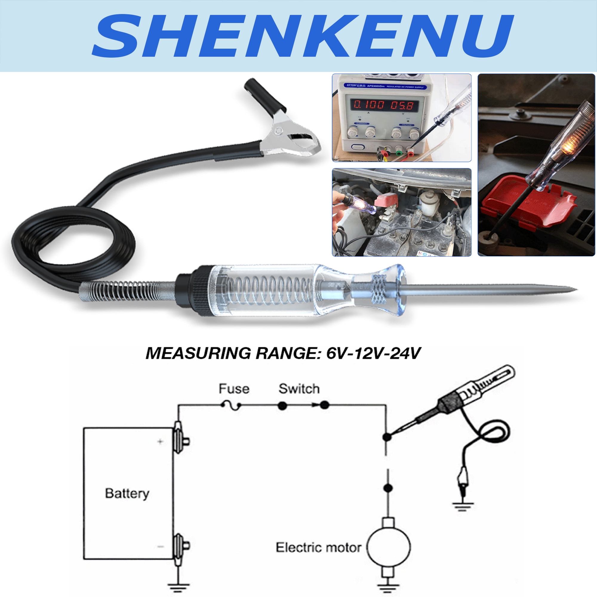 SHENKENU 6-12V DC 24V AC Car Light Tester Automotive Electrical Tester ...