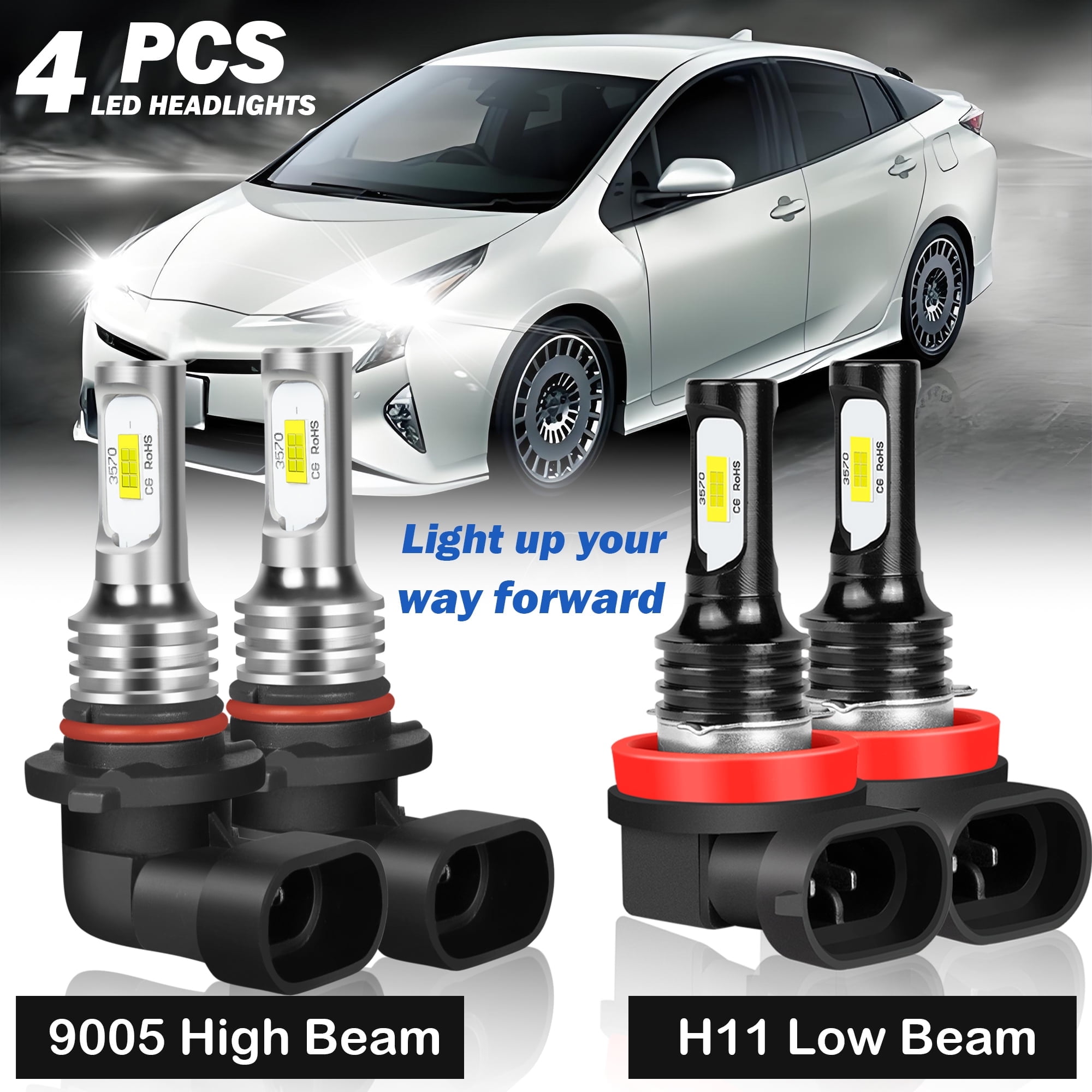 SHENKENU For Toyota Prius 2010-2015 9005 H11 LED Headlight Bulbs High ...