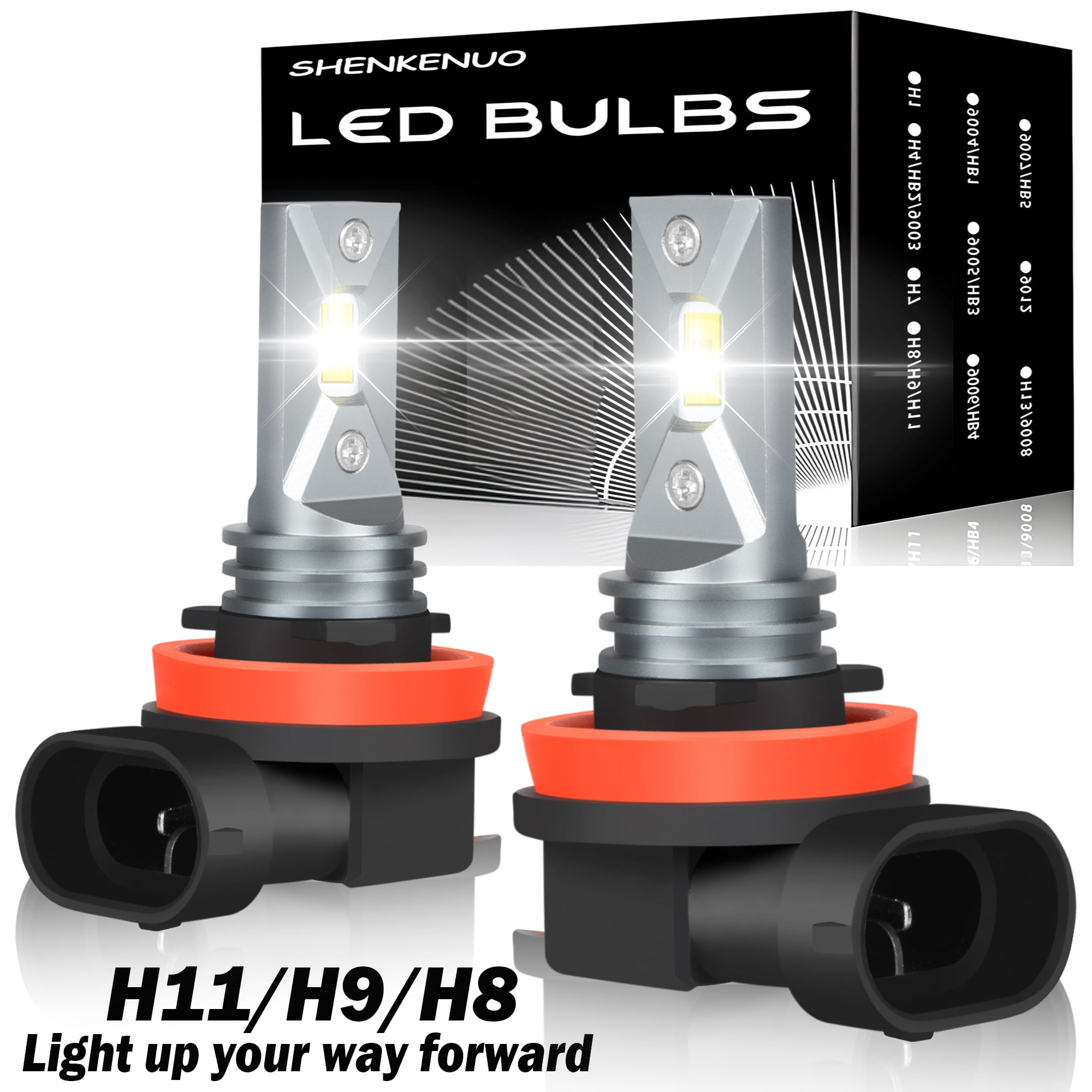 SHENKENU H11 Headlight Bulb, 8000LM 300% Brighter H8 H9 H11 LED ...