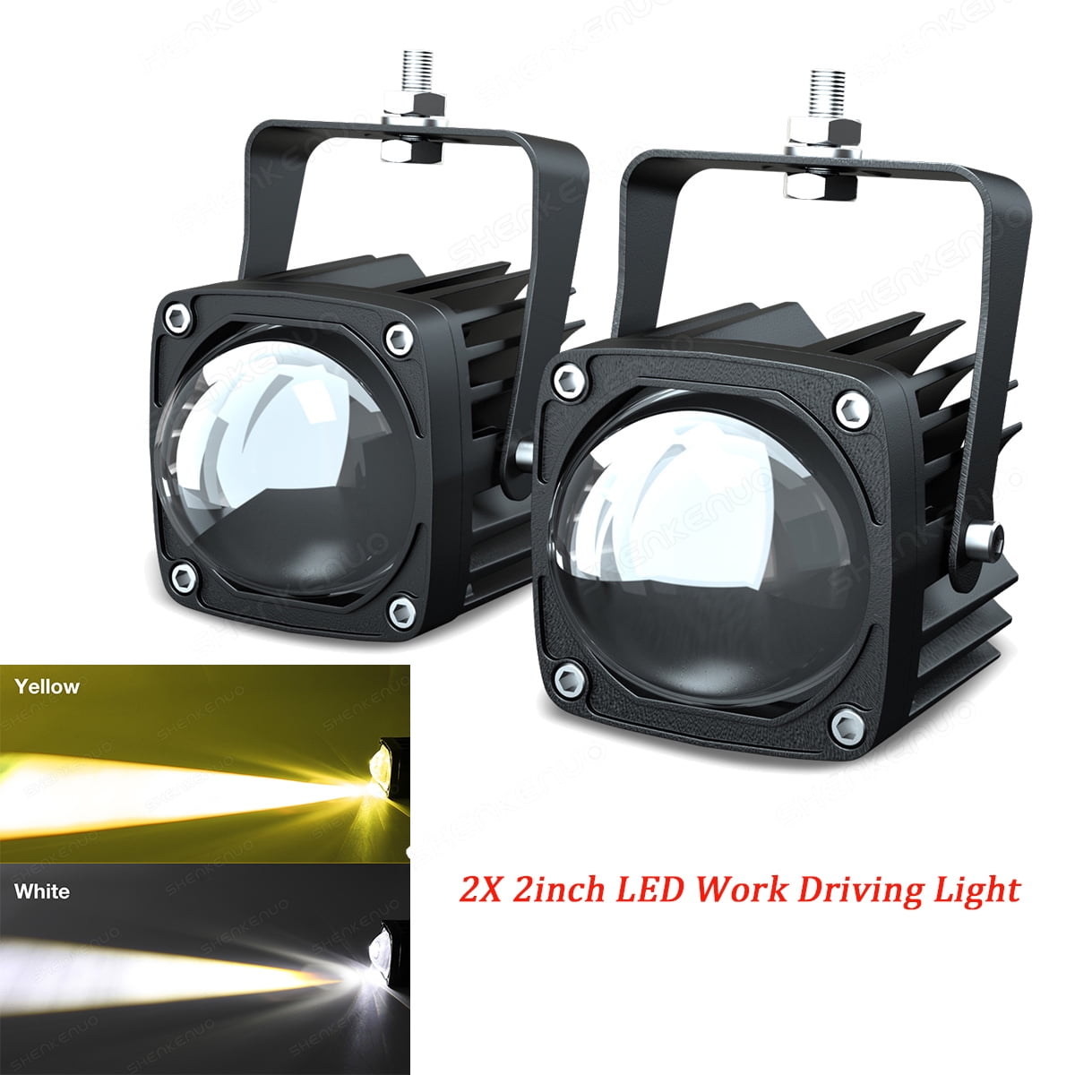 SHENKENUO 2X 2inch LED Flush Mount Square Fog Work Light Driving White ...