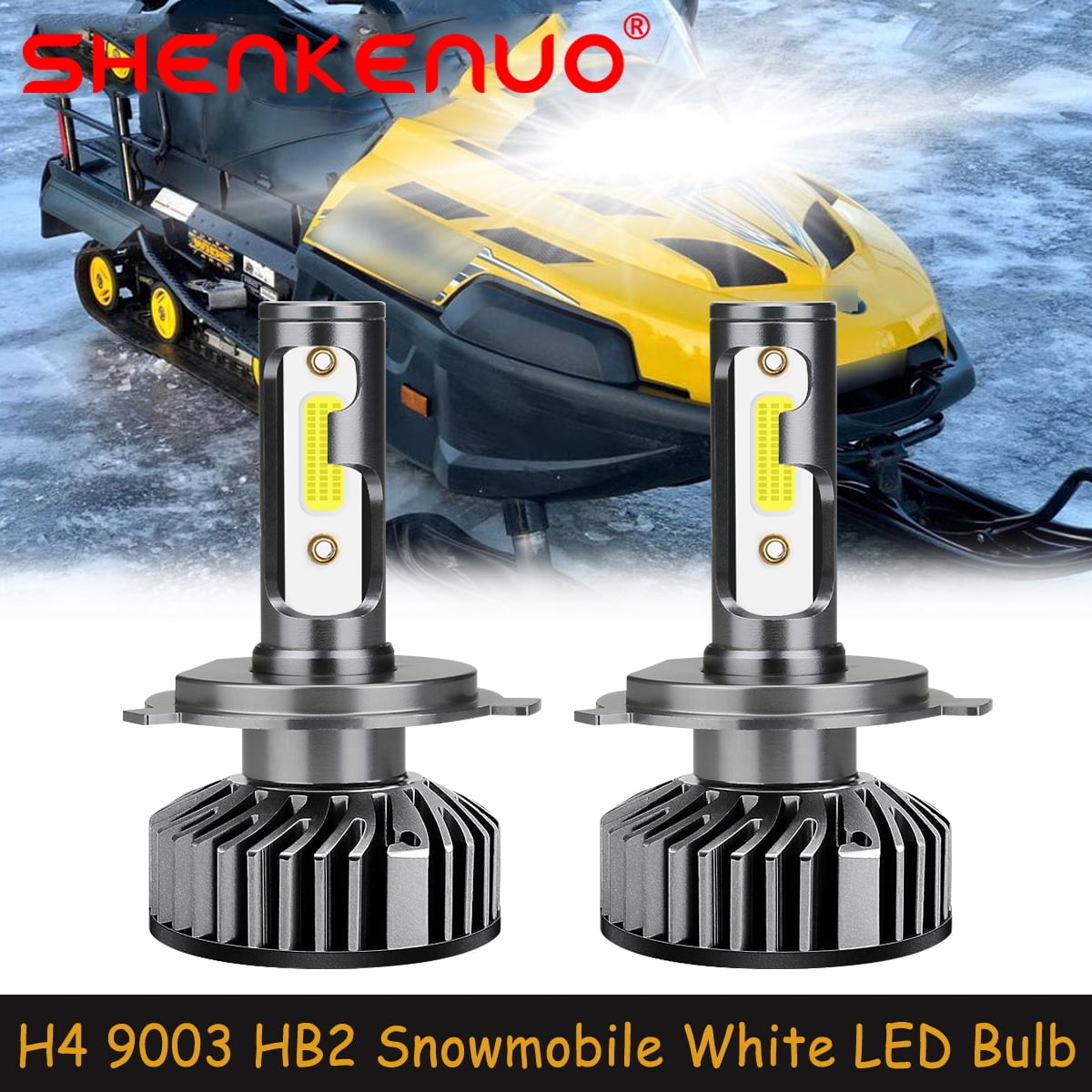 SHENKENUO 2X H4 Bright LED Headlight Bulbs for Ski Doo Mxz Gen 4 Ace ...