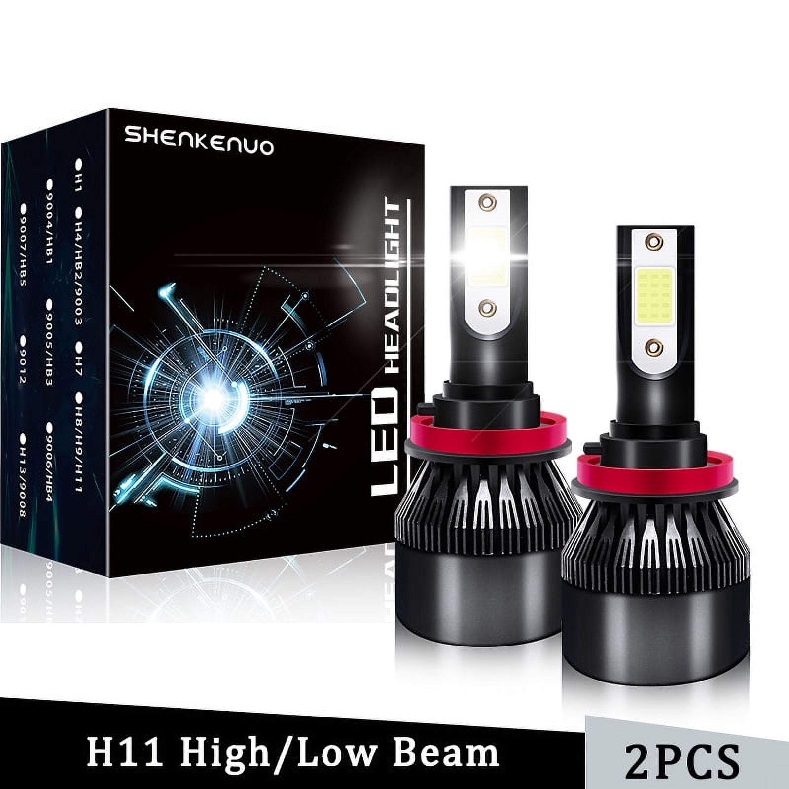 HMCYCI H11 H9 LED Headlight Conversion Kit, 6000K White Waterproof ...