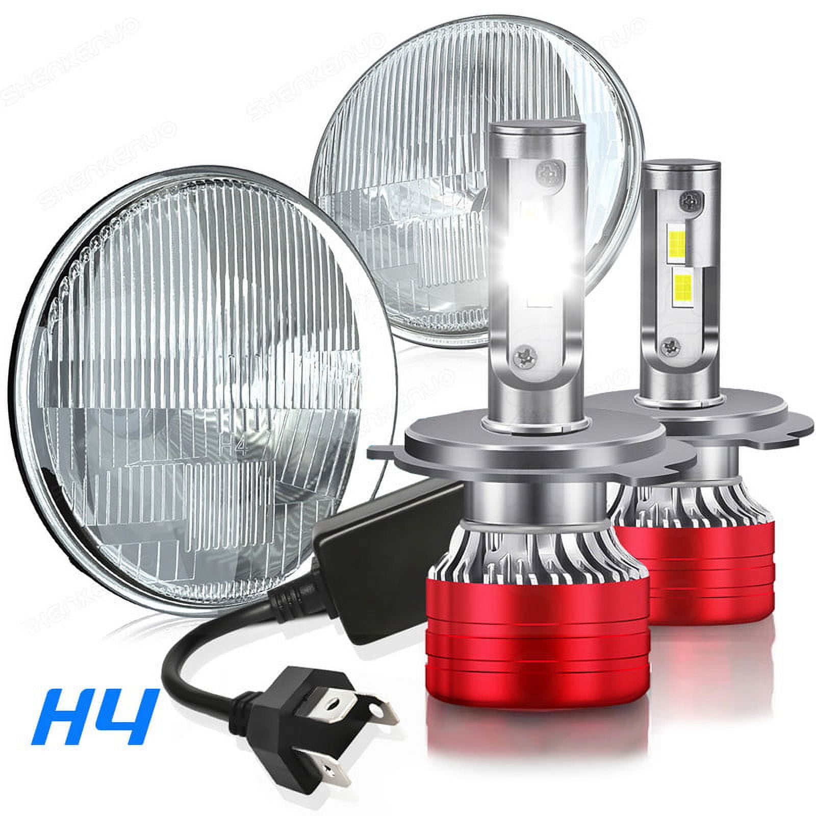 SHENKENUO 7" inch Round LED Headlights Hi-Lo For Jeep Wrangler JK TJ CJ ...