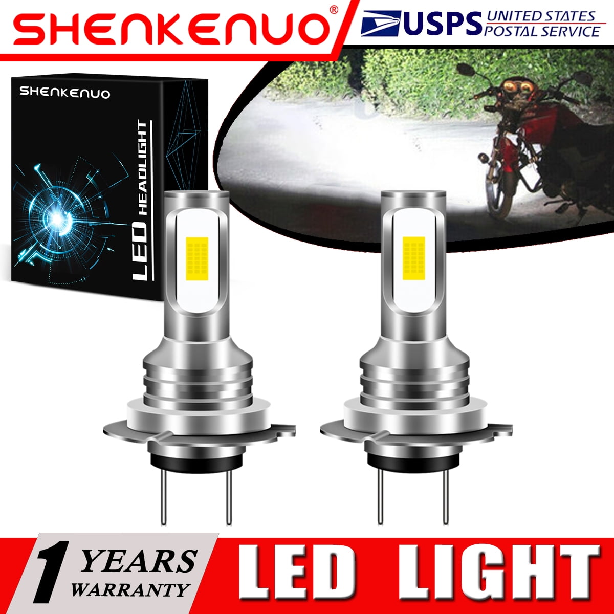 SHENKENUO For Kawasaki KLR650 2008-2017 - 2X H7 Combo LED Headlights ...
