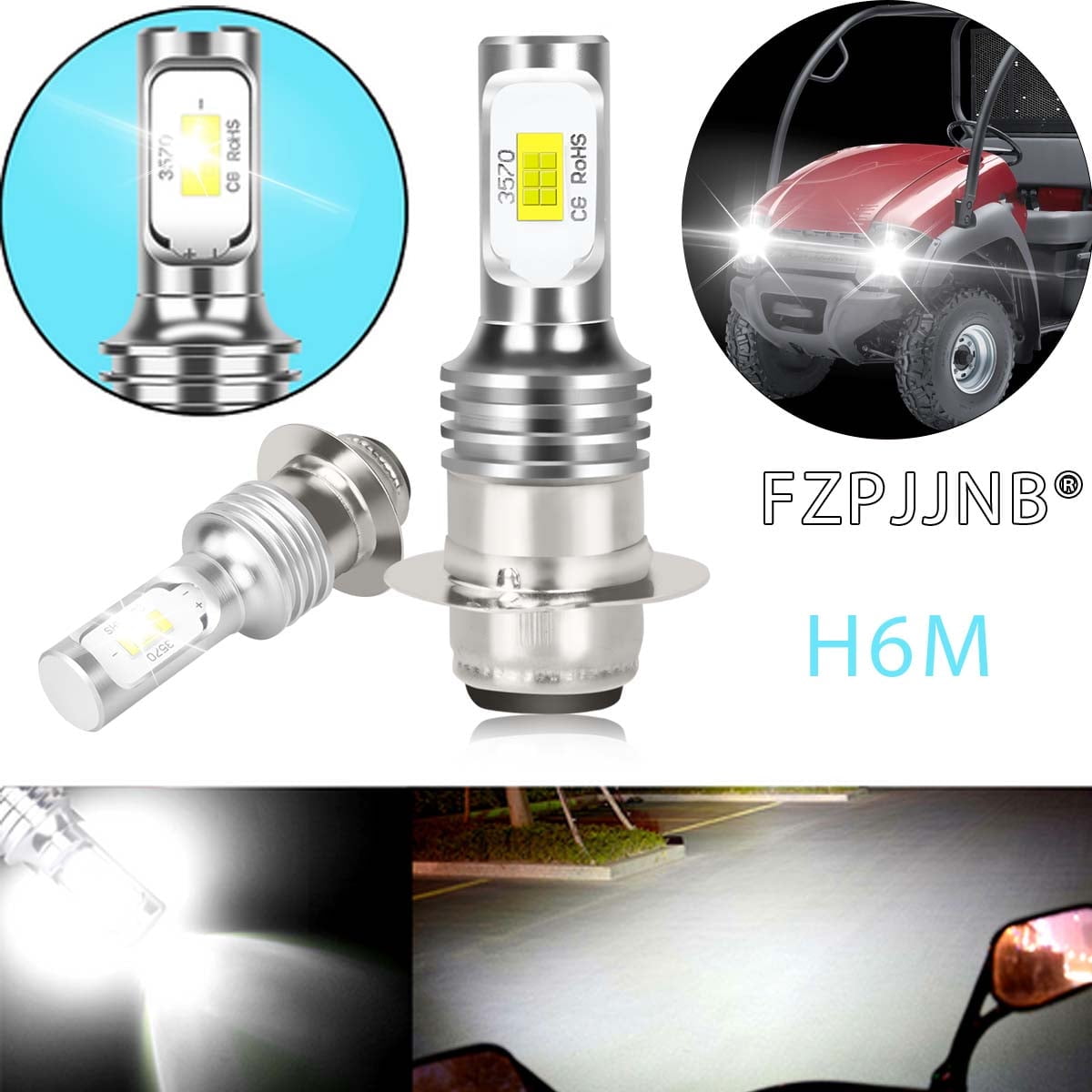 FZPJJNB H6M/P15D/70023 LED White 6000K Automotive Bulb Fits Kubota 2 ...