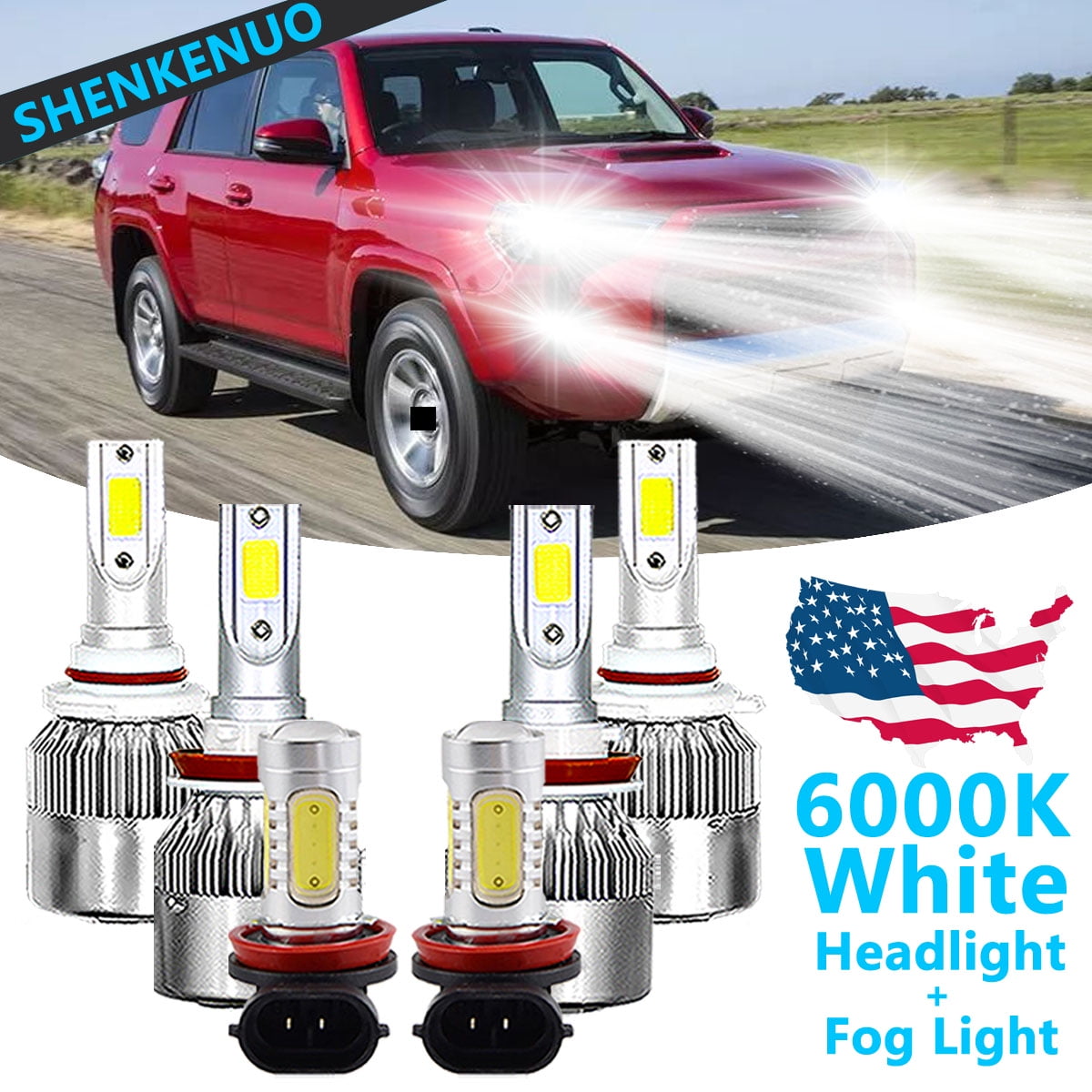 SHENKENUO For Toyota 4Runner 2020-2010 LED Headlight Bulbs Kit High Low ...