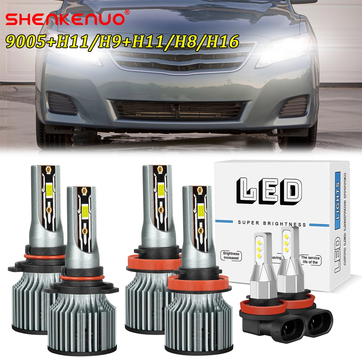SHENKENUO For Toyota Camry 2007-2014 Combo LED Headlight High Low Beam ...