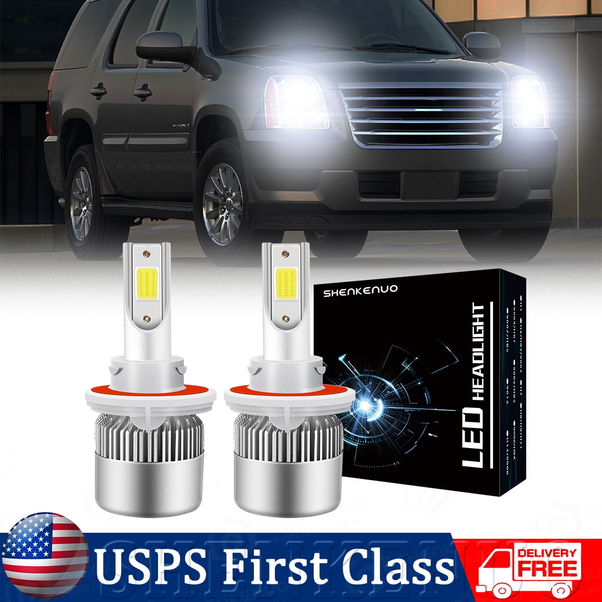 SHENKENUO H13 9008 LED Headlight Bulb For GMC Yukon 2007-2014 High Low ...