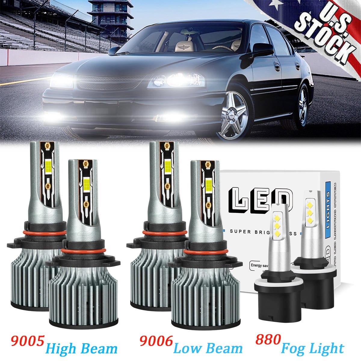 SHENKENUO LED Headlight Fit for Chevy Impala 2000-2004 2005, 9005 High ...