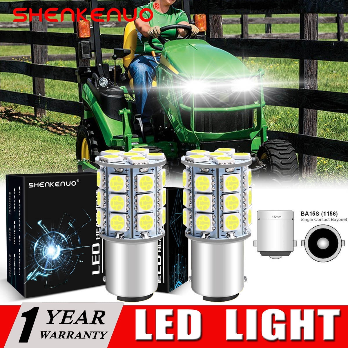 SHENKENUO SUPER BRIGHT LED light bulbs For John Deere L100 L107 L110 ...