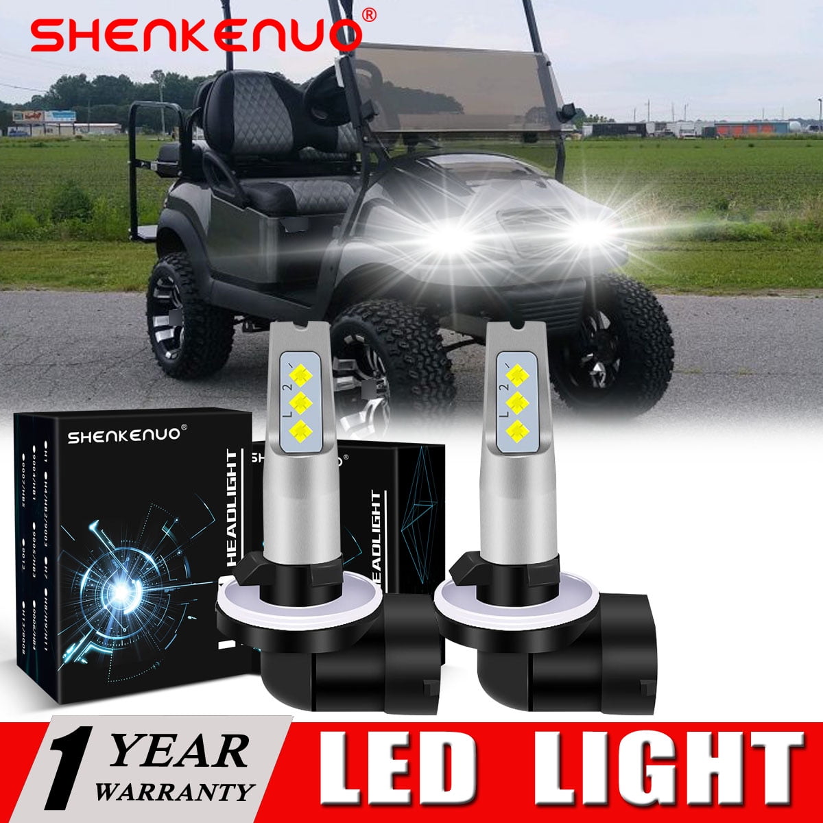 SHENKENUO for Cart Replace 6000K LED Headlight Bulb Custom Precedent ...