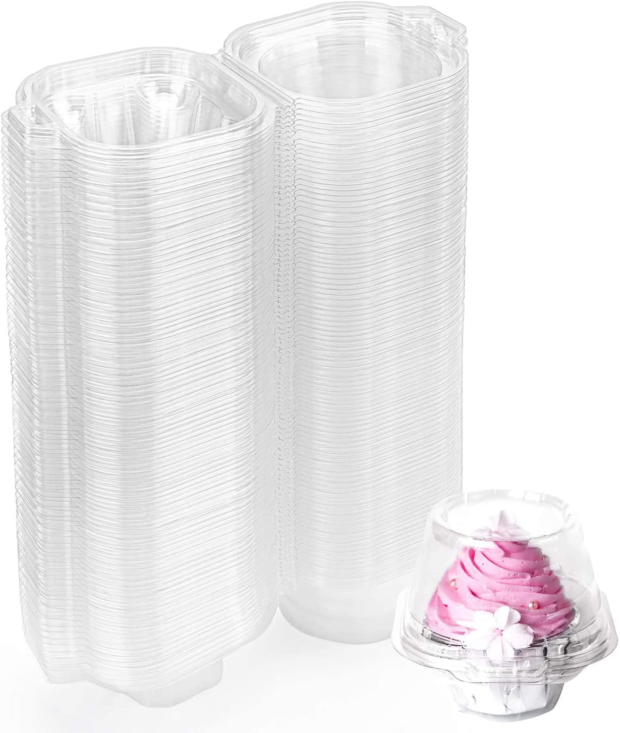 SHENSHA 120 Pack Individual Cupcake Container, BPA-Free Clear Plastic ...