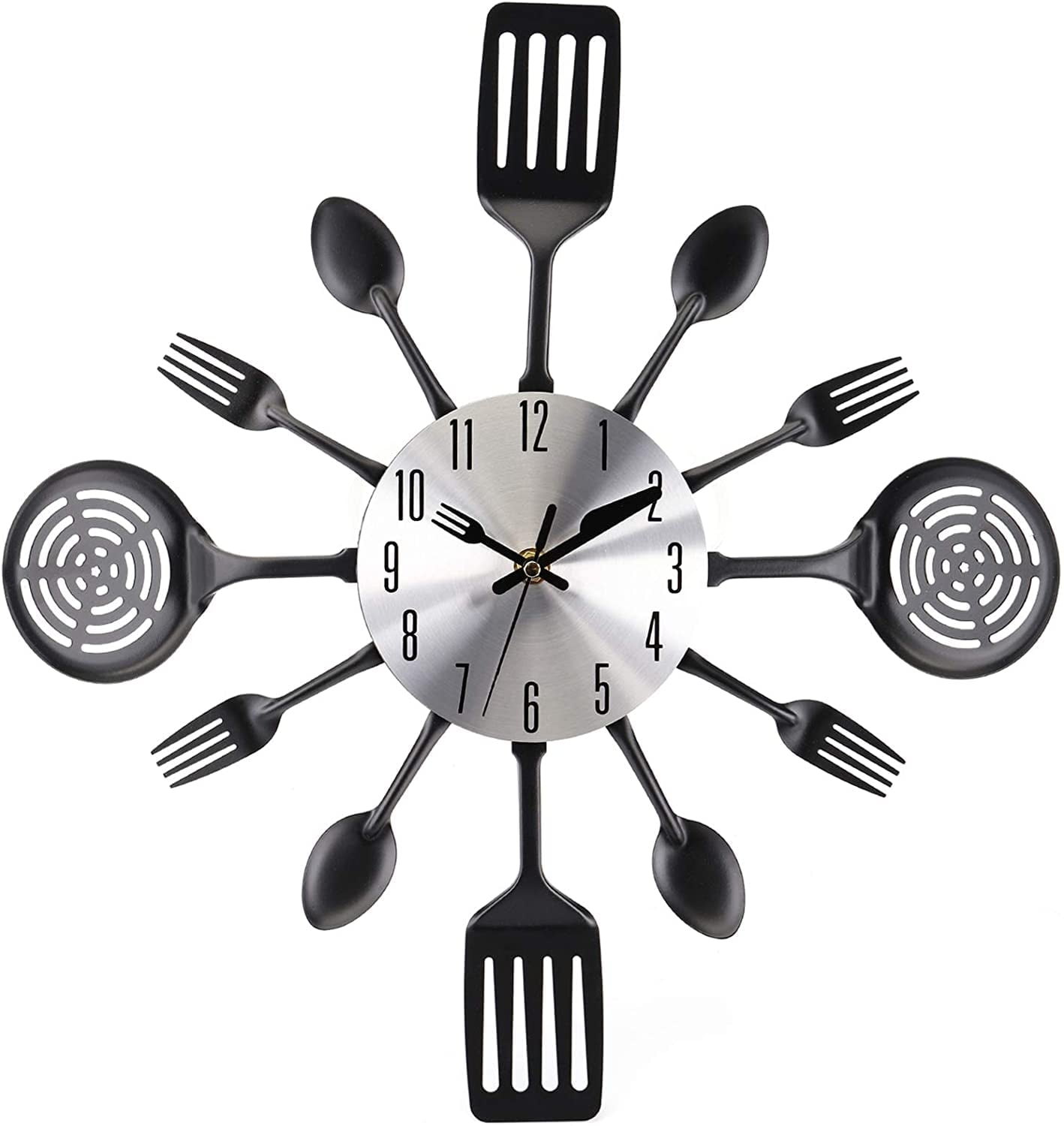SHENSHA 16" Kitchen Wall Clock, Large Kitchen Cutlery Wall Clock with ...