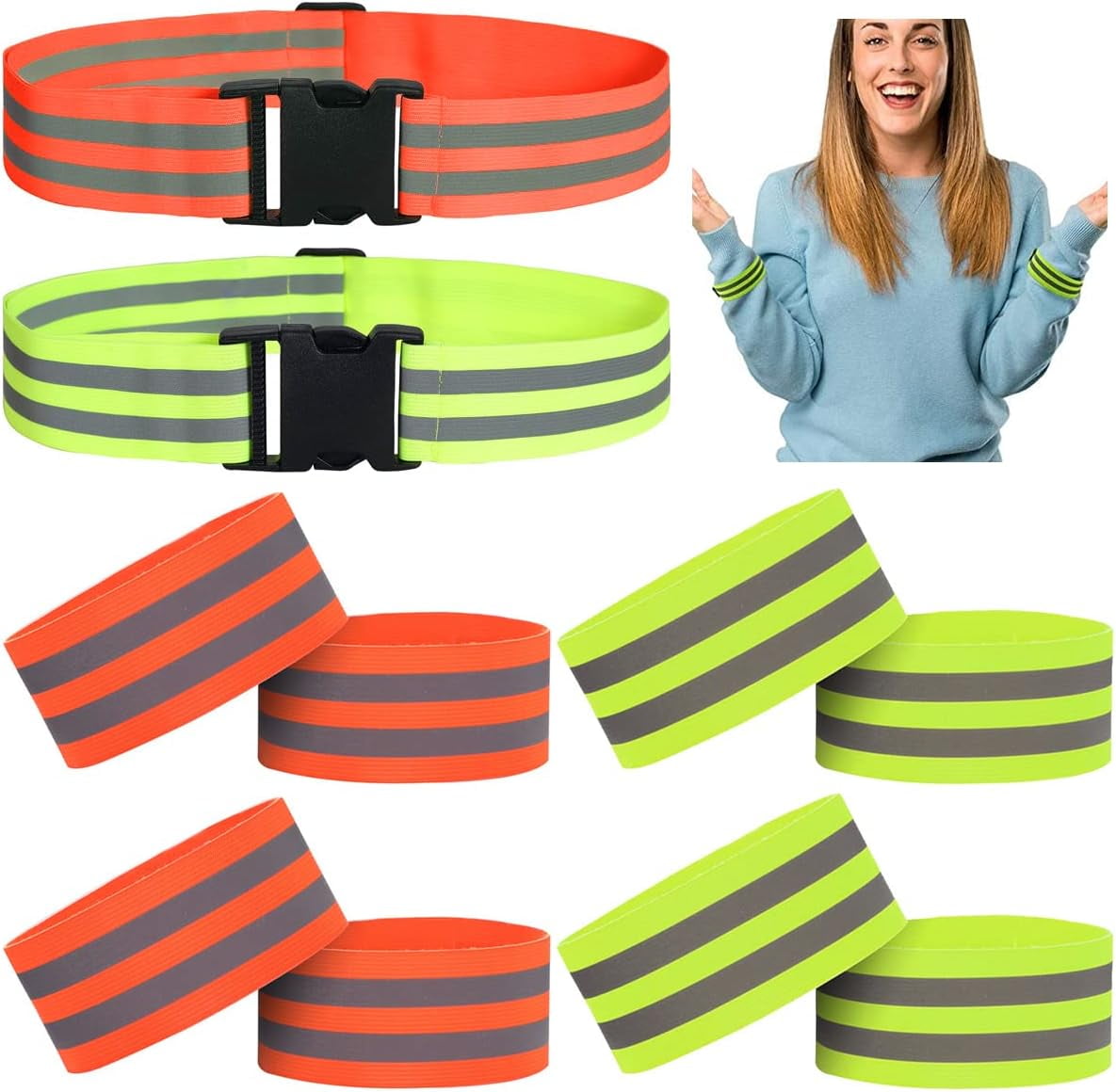 IEMIEBSHA High Visibility Armbands, 8 Pieces High Vis Security Arm Band ...