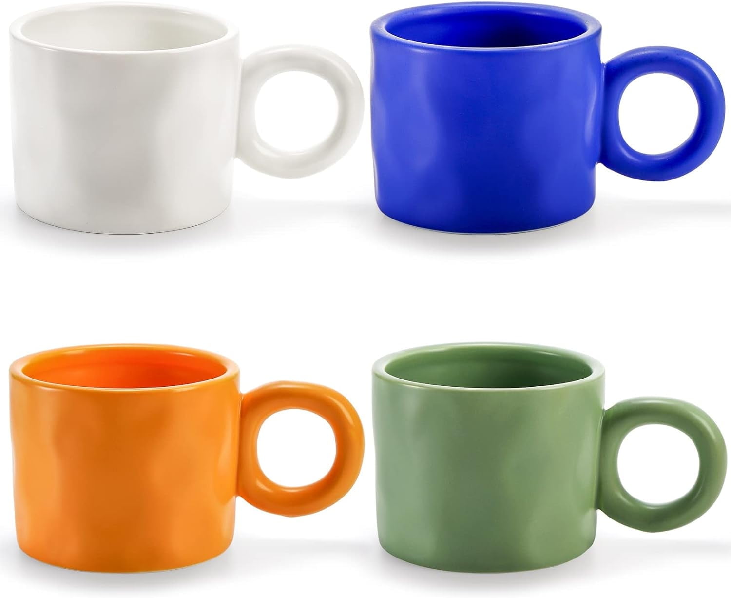 SHENSHA Set of 4 Ceramic Coffee Mug, 12oz Ceramic Mug with Large Handle ...
