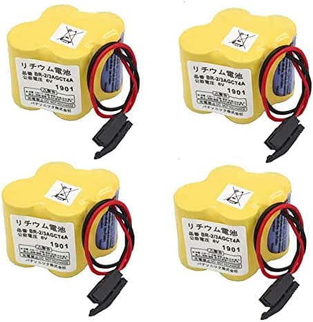 SHENYANG (4 Pack) BR-2/3AGCT4A BR2/3AG BR2/3AGCT4A Battery for FANUC A98L-0031-0025 Black Plug ...