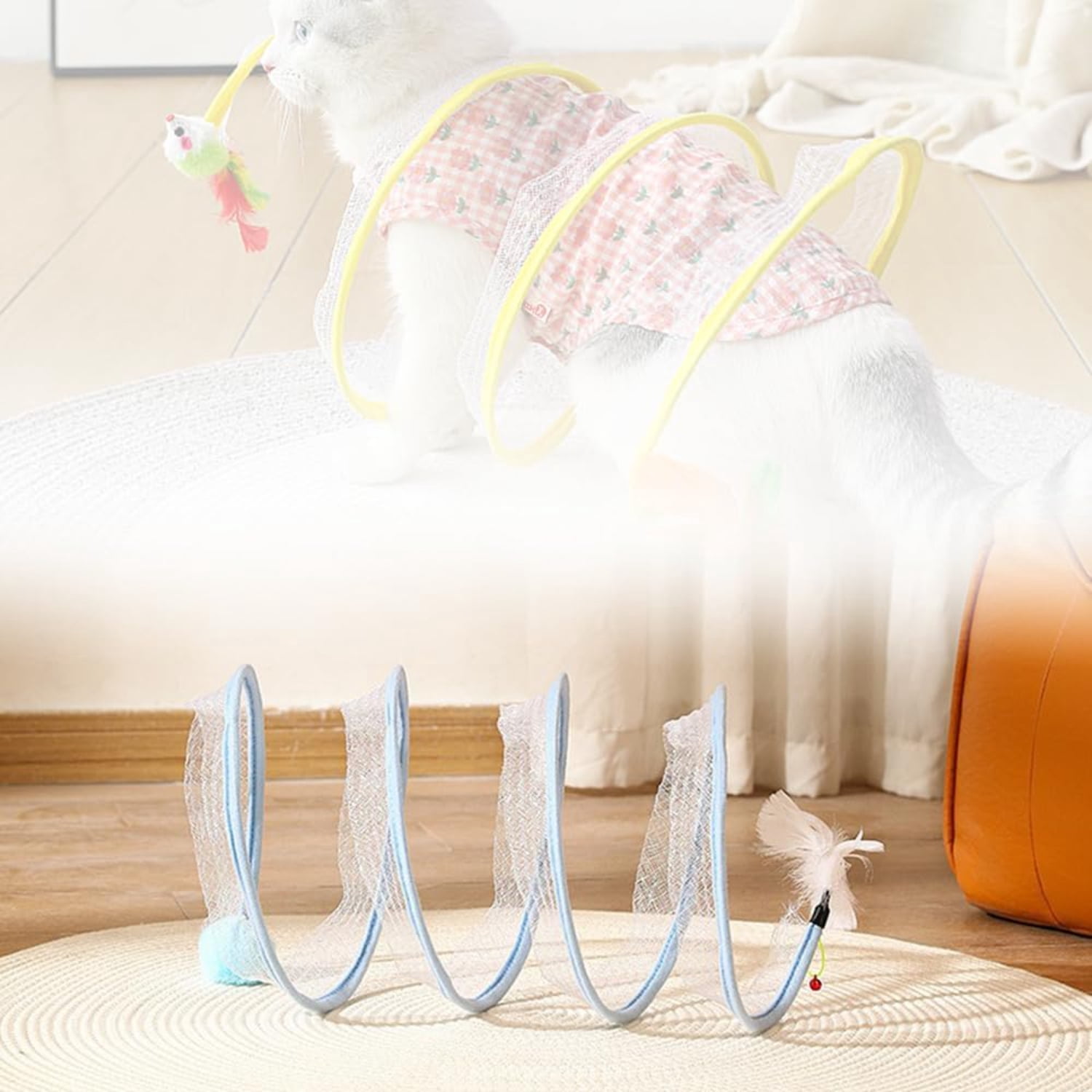 SHENZHHONGCYC Blue-Green Collapsible Cat Toy with Creative Spiral ...