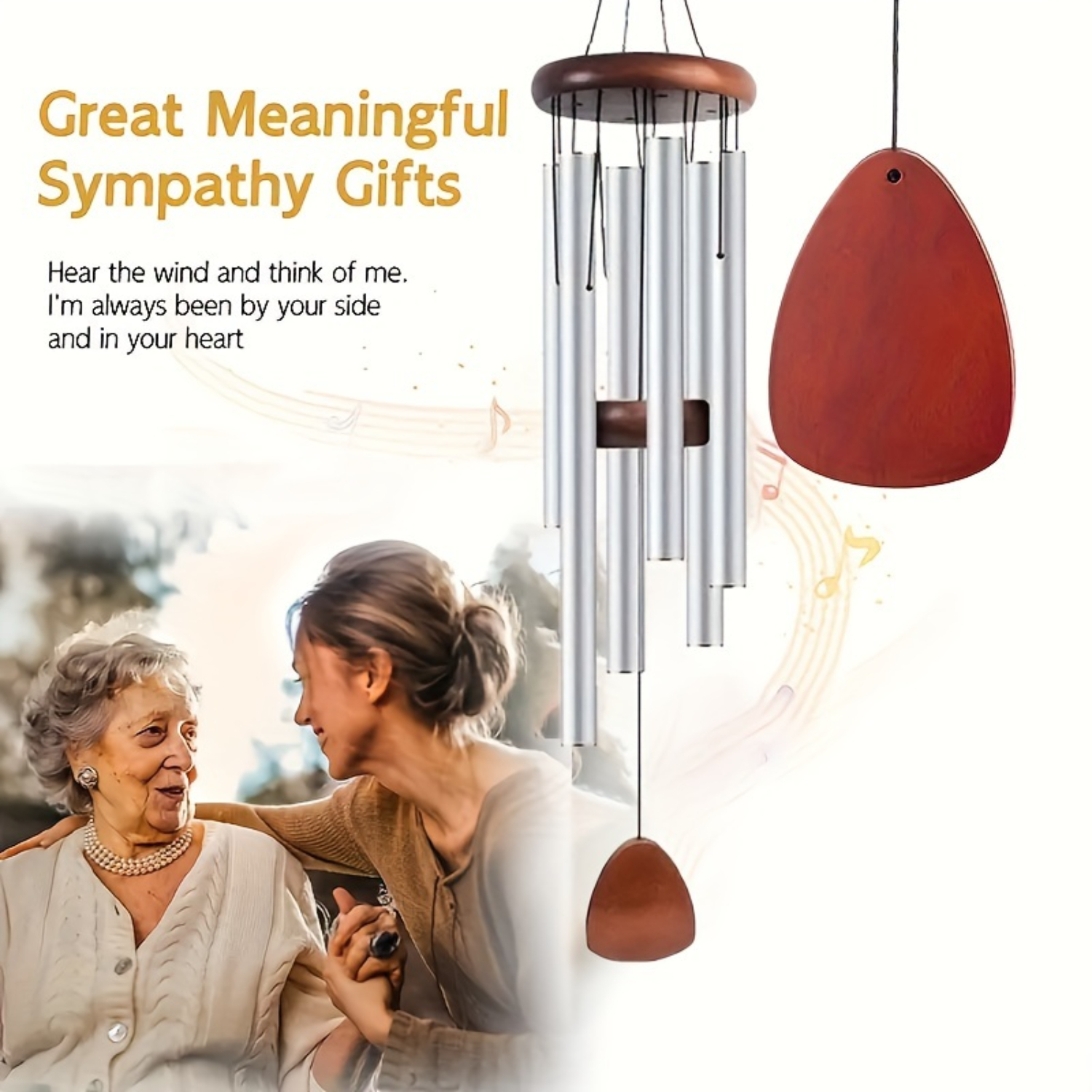 SHENZHXULIZX Soothing 37-Inch Wooden Wind Chimes - Elegant Commemorative Gift with 6 Aluminum ...