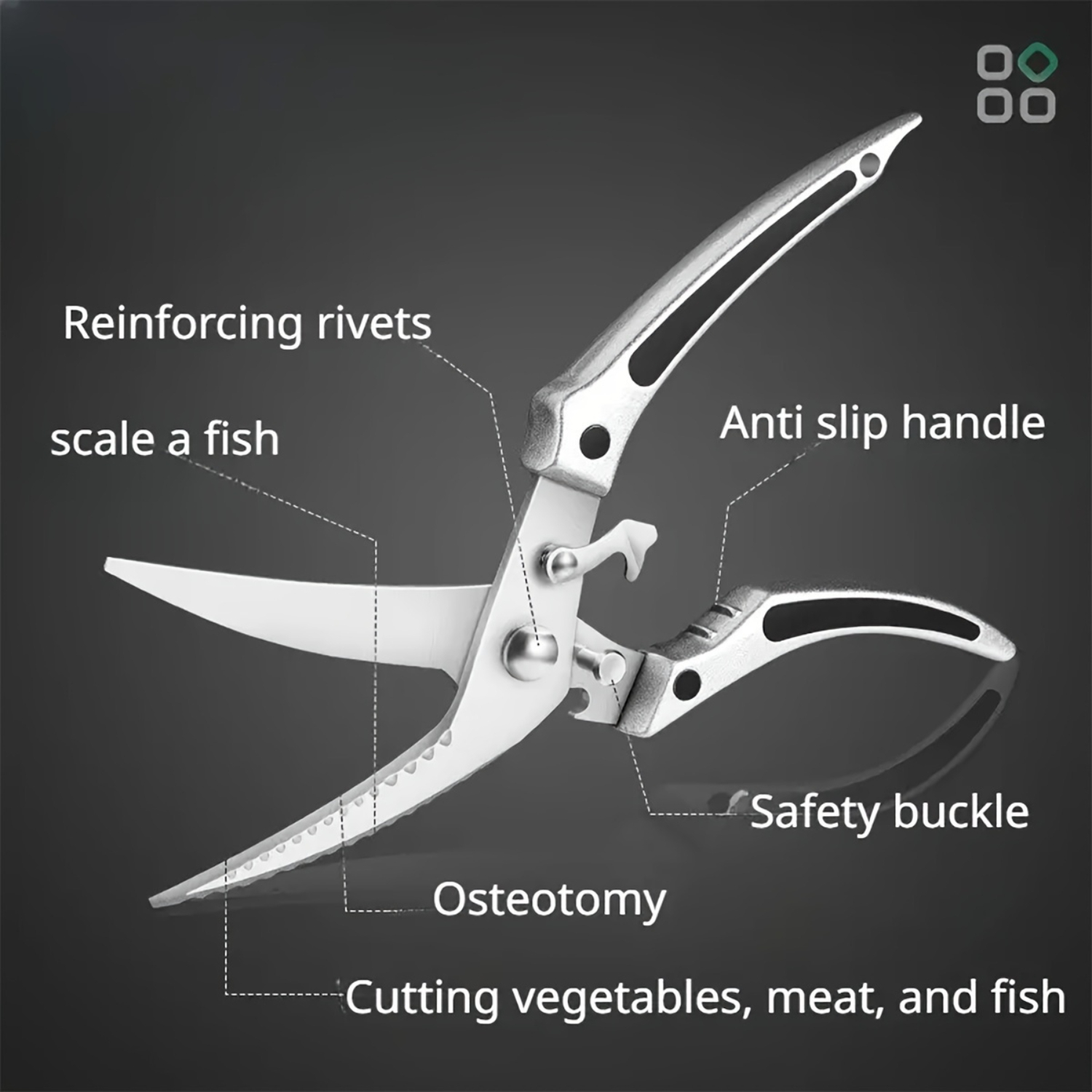SHENZHXULIZX Stainless Steel Professional Kitchen Shear for Poultry and ...