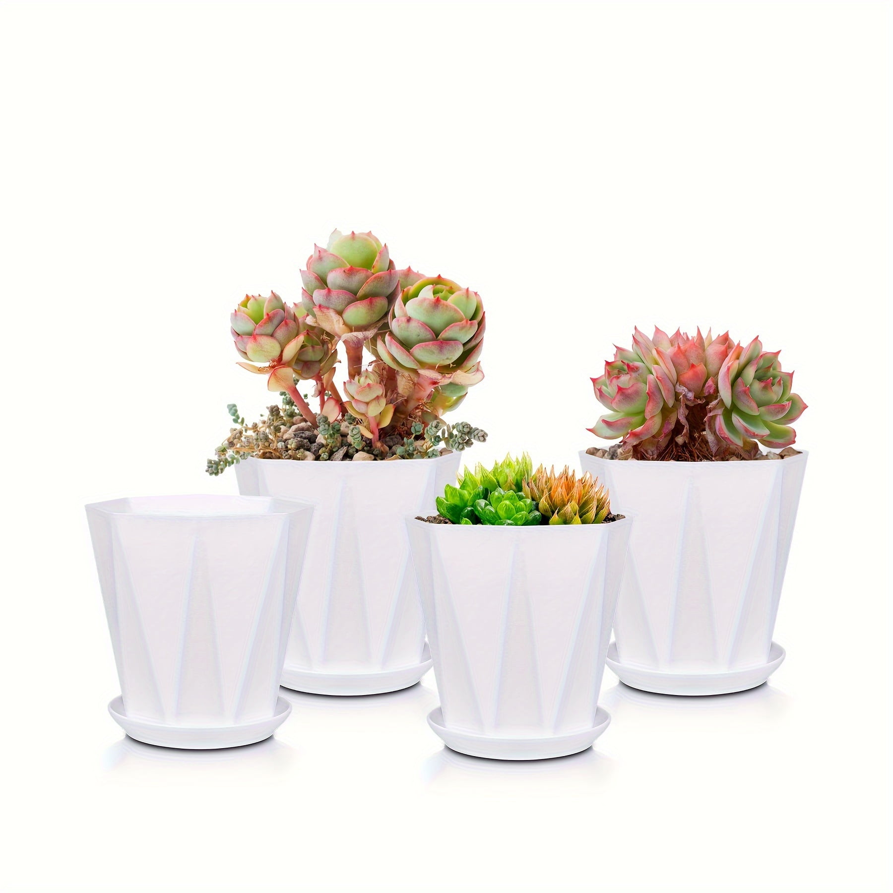 SHENZHYIQIMR Patterned Plastic Flower Pots - Decorative Resin Planters ...