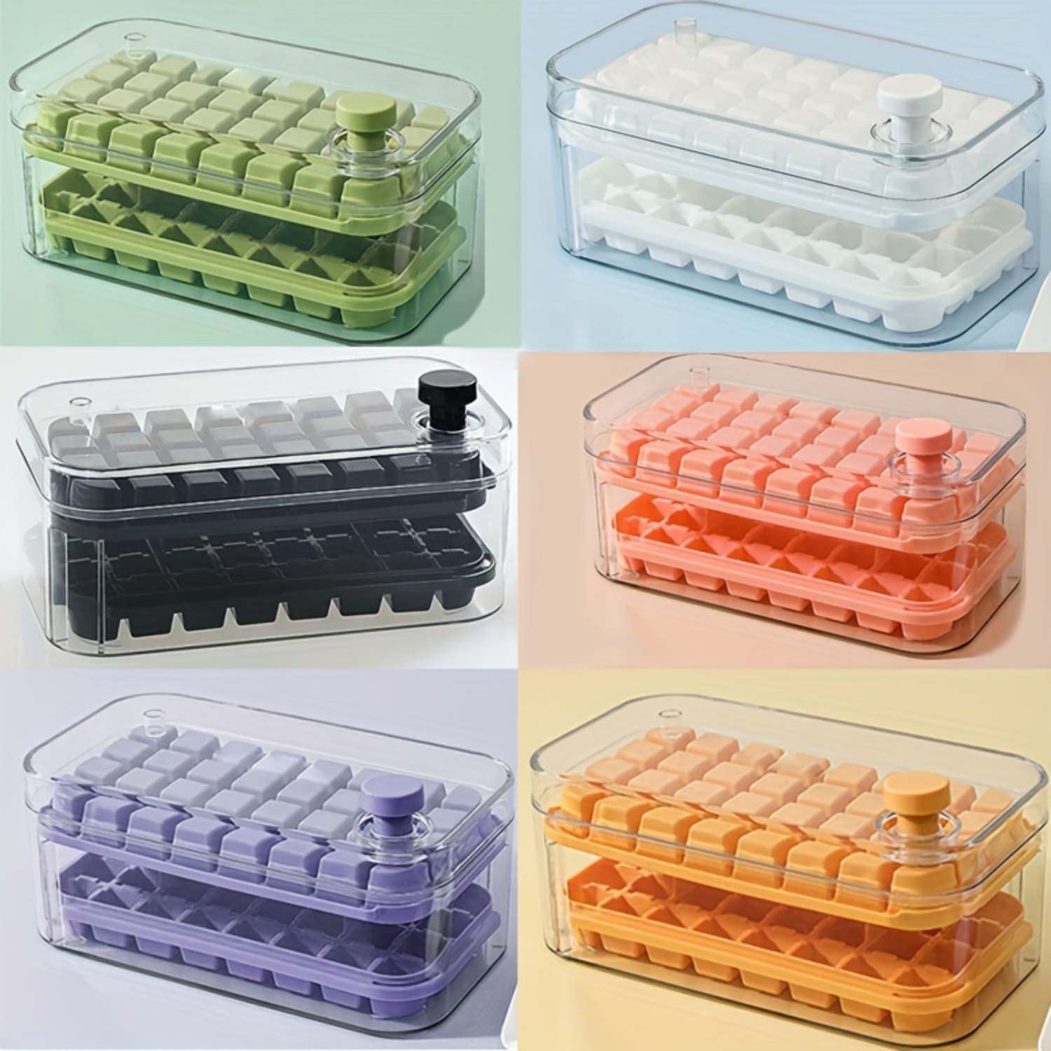 SHENZHYUSONGKJ Upgraded small ice cube tray with lid and trash can ...
