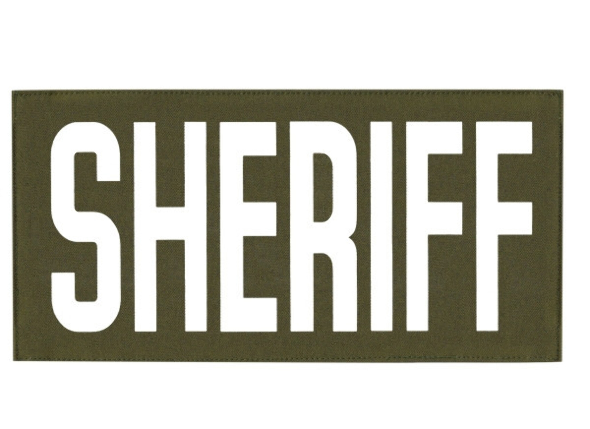 SHERIFF, Back Patch, Printed, Hook w/Loop, Tactical Style, White/O.D ...