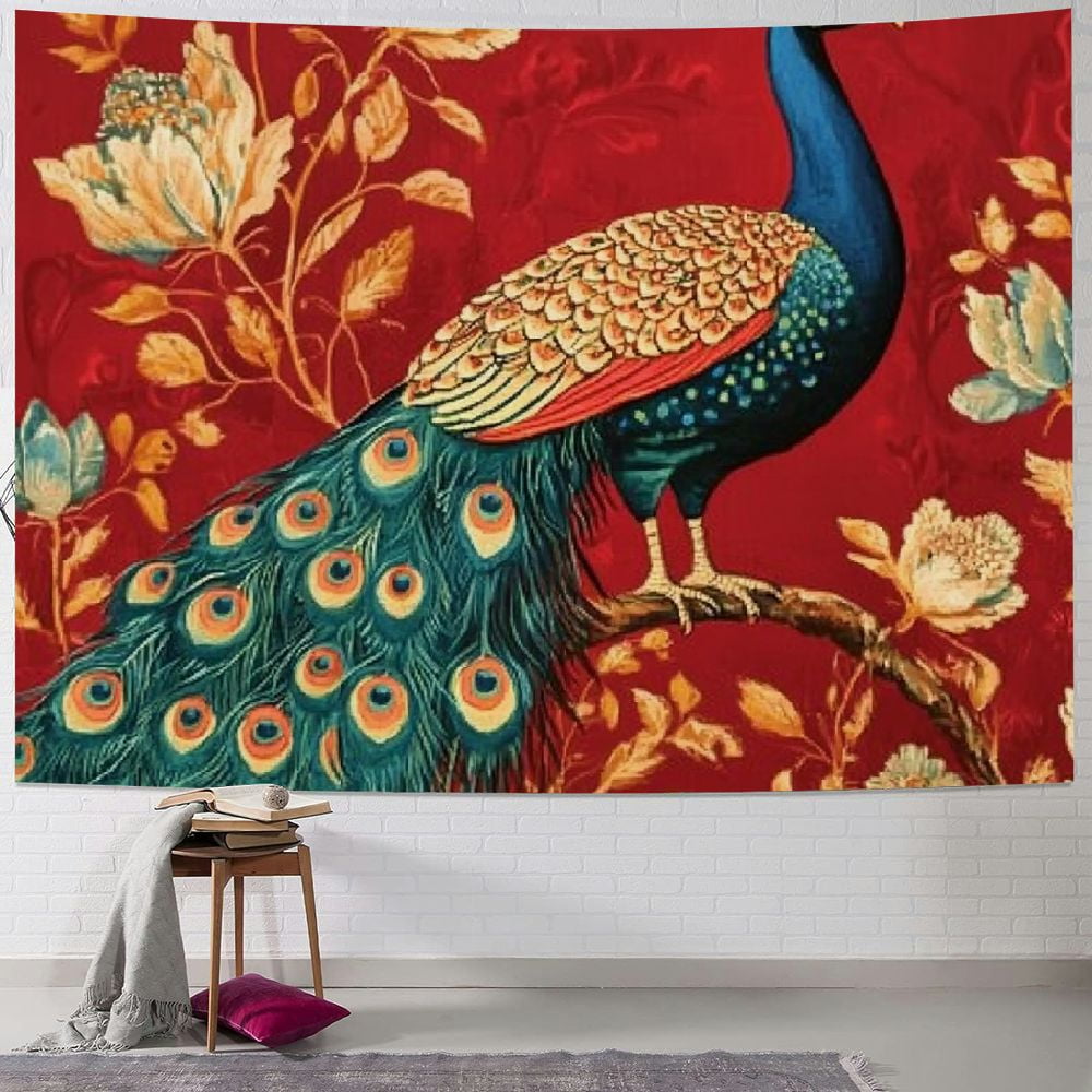 SHERONV A Beautiful Peacock Tapestry Aesthetic Wall Tapestries for ...