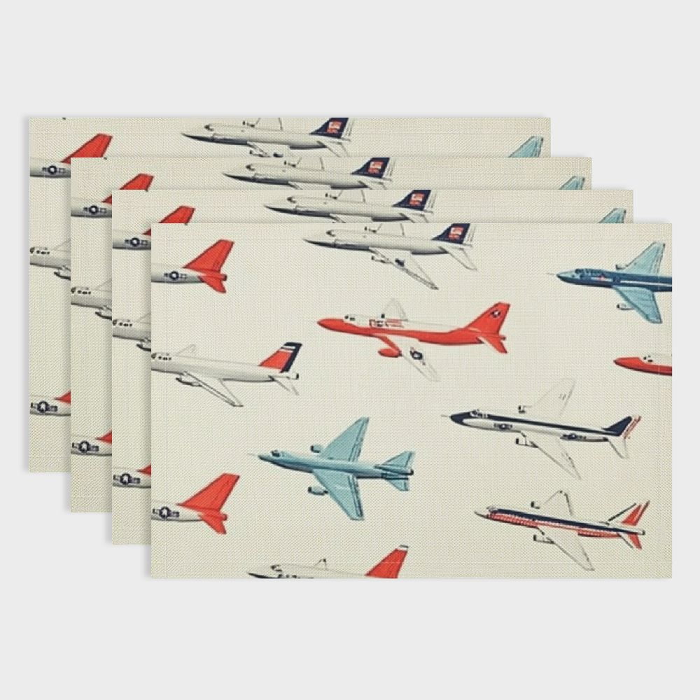SHERONV Aircraft Placemats Set of 4 Kids Airplane Print Placemats for ...