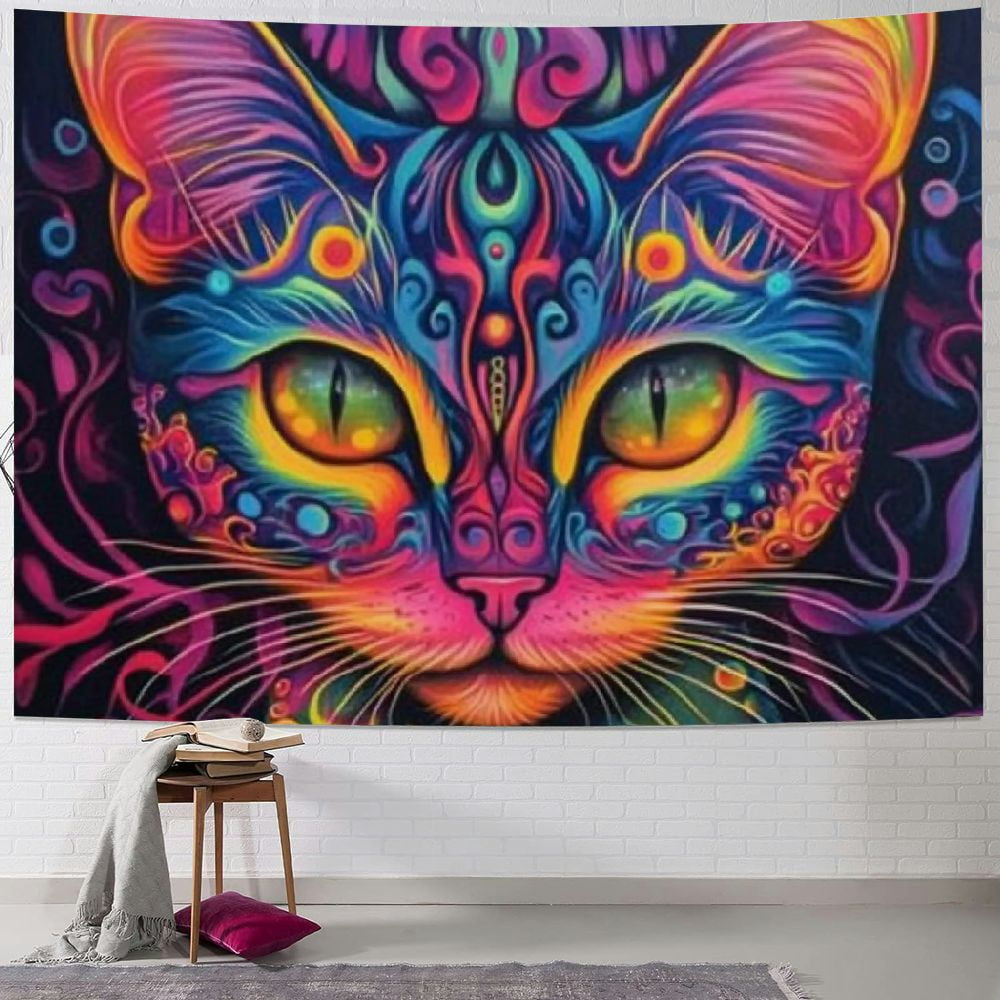 SHERONV Animal Cat Tapestry Colorful Cat Cool Wall Hanging Aesthetic ...