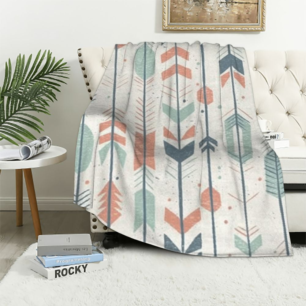 SHERONV Arrow Throw Blanket, Retro Style Pattern Pastel Colors Peruvian ...