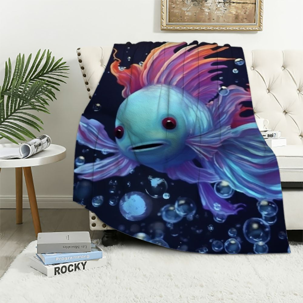 SHERONV Axolotl Blanket Lovely Axolotls Gifts for Kids Adults Soft Warm ...