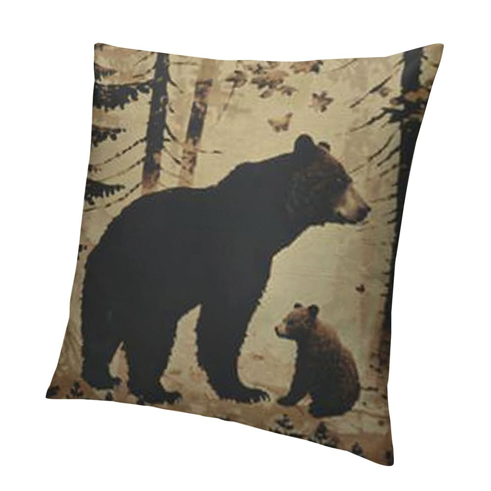 SHERONV Bear Throw Pillow Covers Soft Wild Animal Cushion Covers for ...